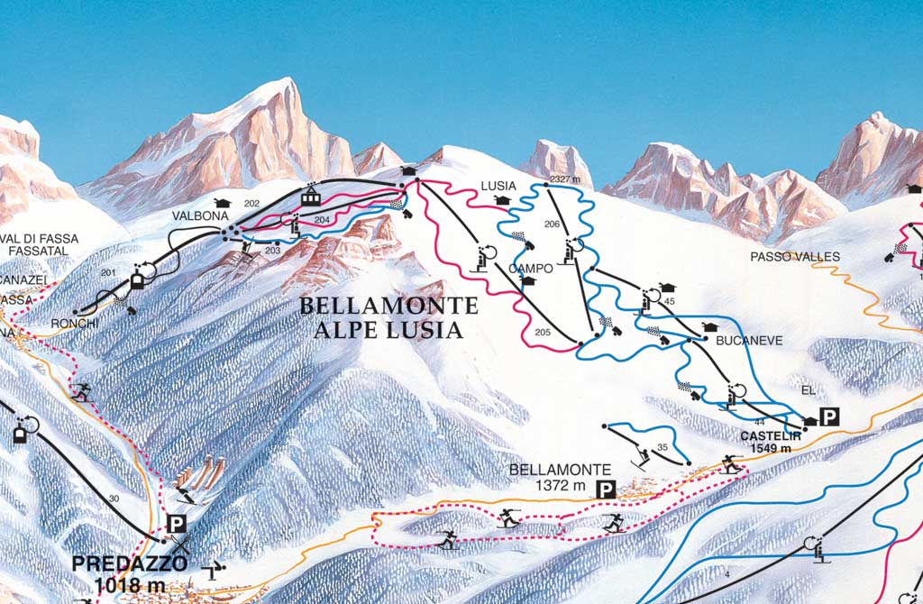 Canazei Mappa Piste Da Sci Bergamo Cartina Piste Sci Moso Croda